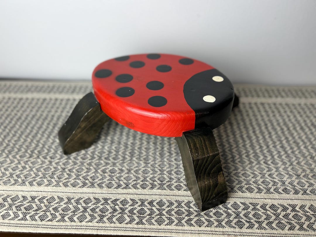Vintage Wooden Lady Bug Shaped Handpainted Foot Rest/step Stool, Cute ...