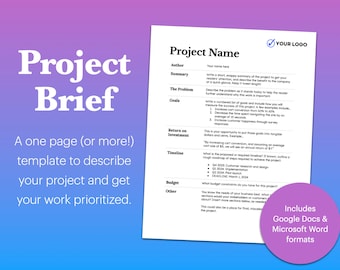 Editable Project Brief Template, Professional MS Word Project Brief ...