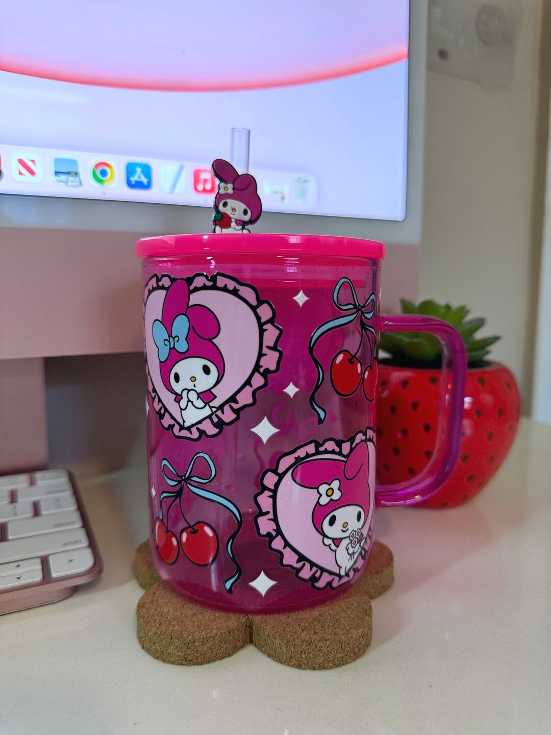 Hot Pink My Melo Coquette Glass Mug - Etsy