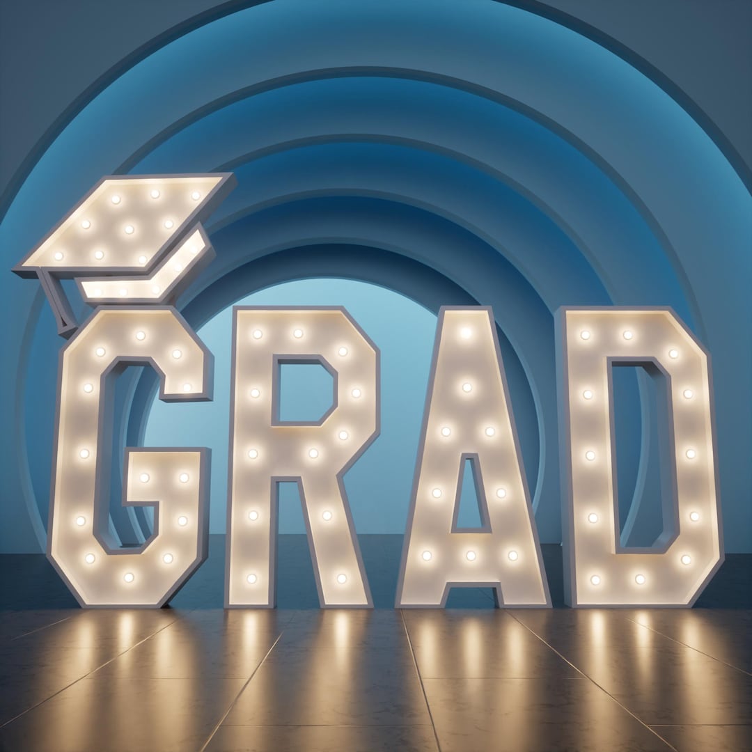 GRAD Light up Letters 2ft/3ft- LED Graduation Marquee Sign ...