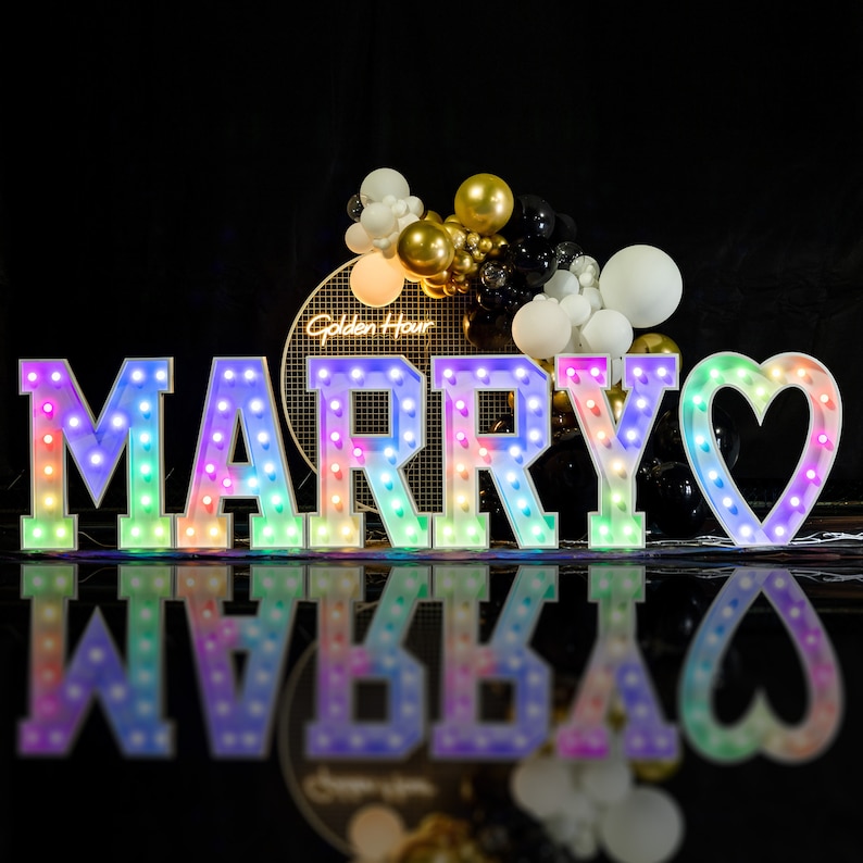 Letra de marquesina DIY MARRY ME, letrero de luces Led de boda ...