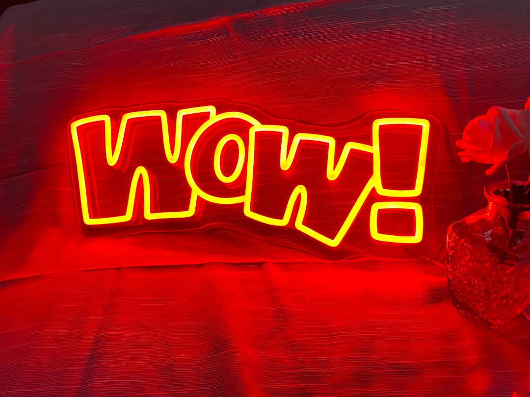 Wow, Wow Neon Sign, Wow Backdrop, Party Sign,surprise Sign, Event Sign ...