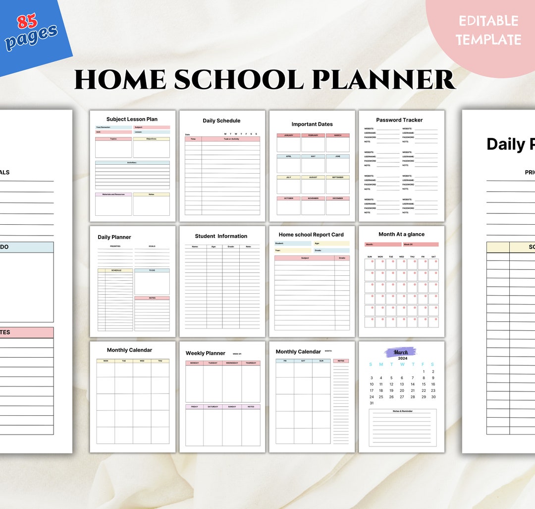 Homeschool Planner Printable Lesson Academic Organizer for ...