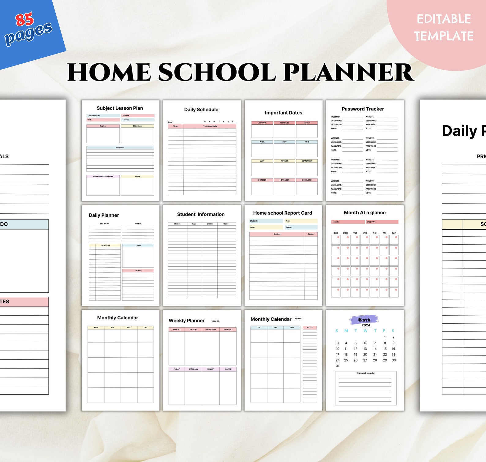 Homeschool Planner Printable Lesson Academic Organizer for ...