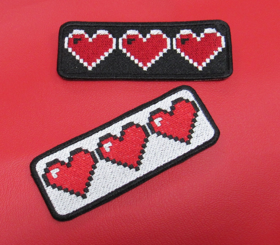 8-bit Three Hearts Patch - Sew On, Iron on or Hook Backing - Etsy