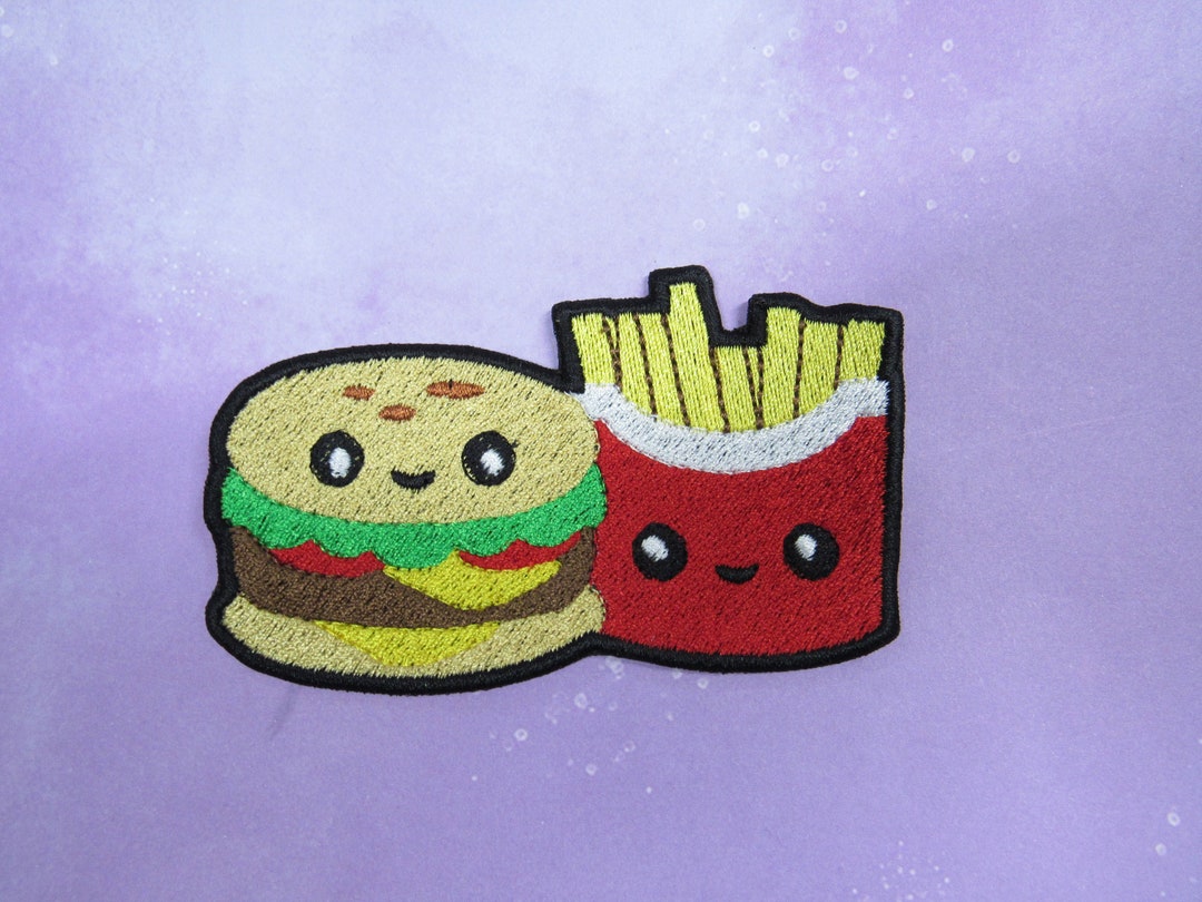 Burger & Fries Patch With Backing Options, Couples or BFF Patch - Etsy