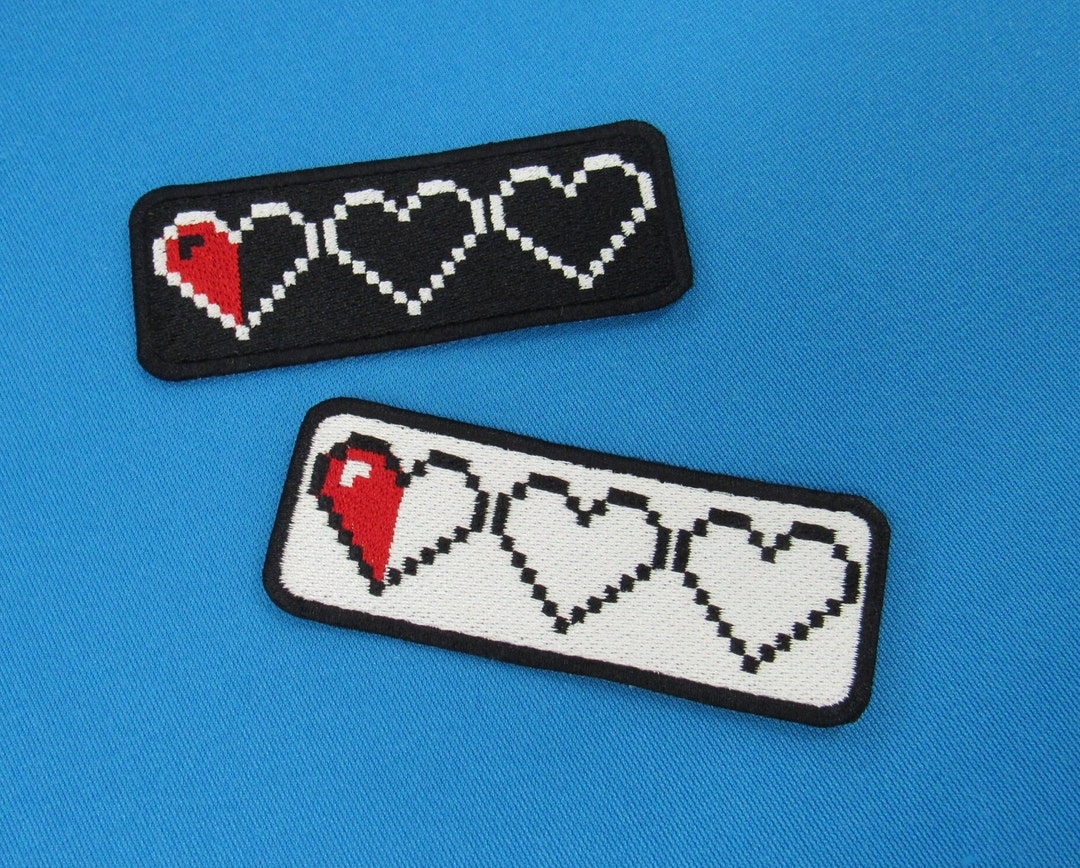 Low Health 8-bit Three Hearts Patch - Free Shipping - With Backing ...