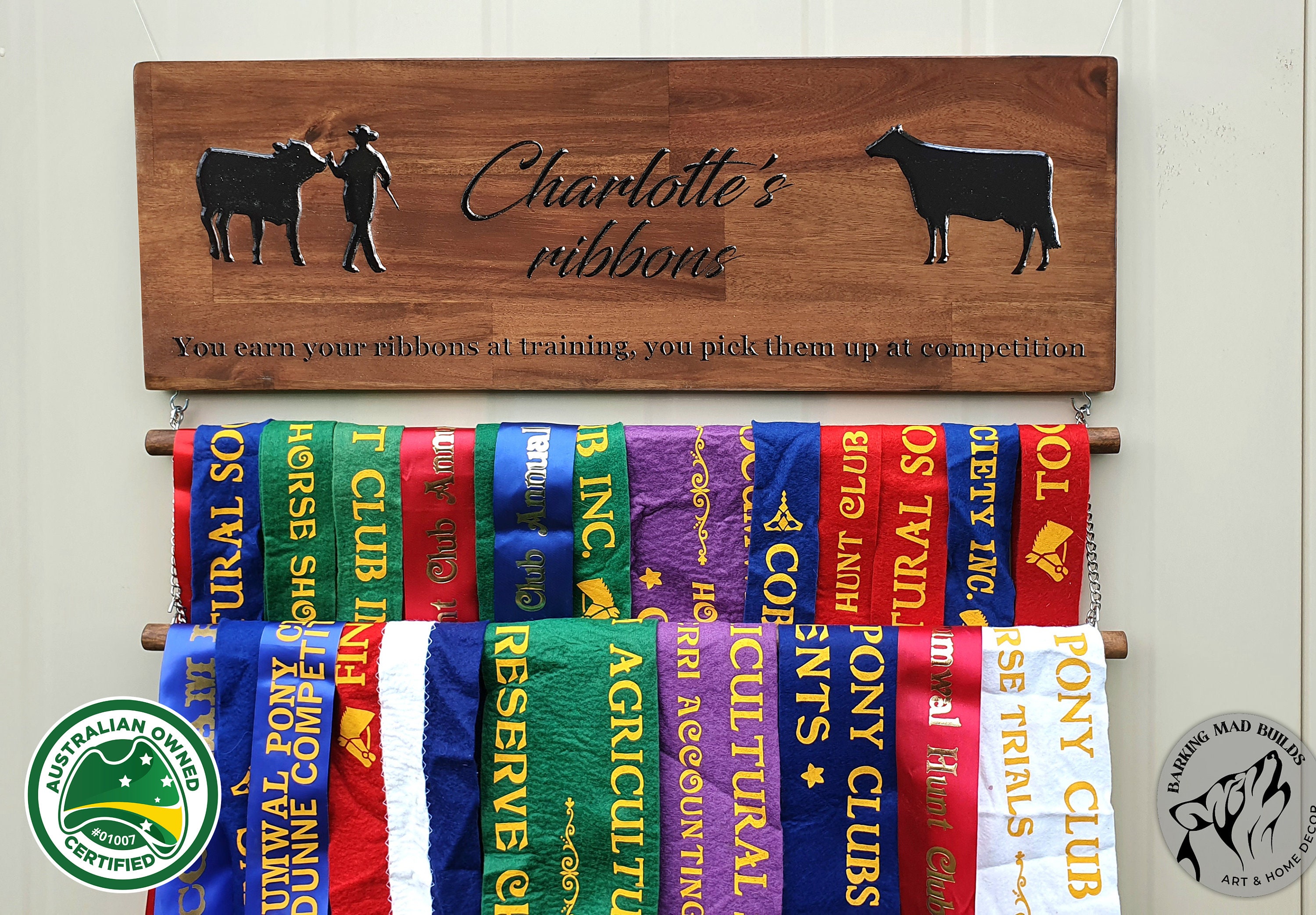 Personalised Engraved Ribbon Display Handmade in Country VIC Australia ...