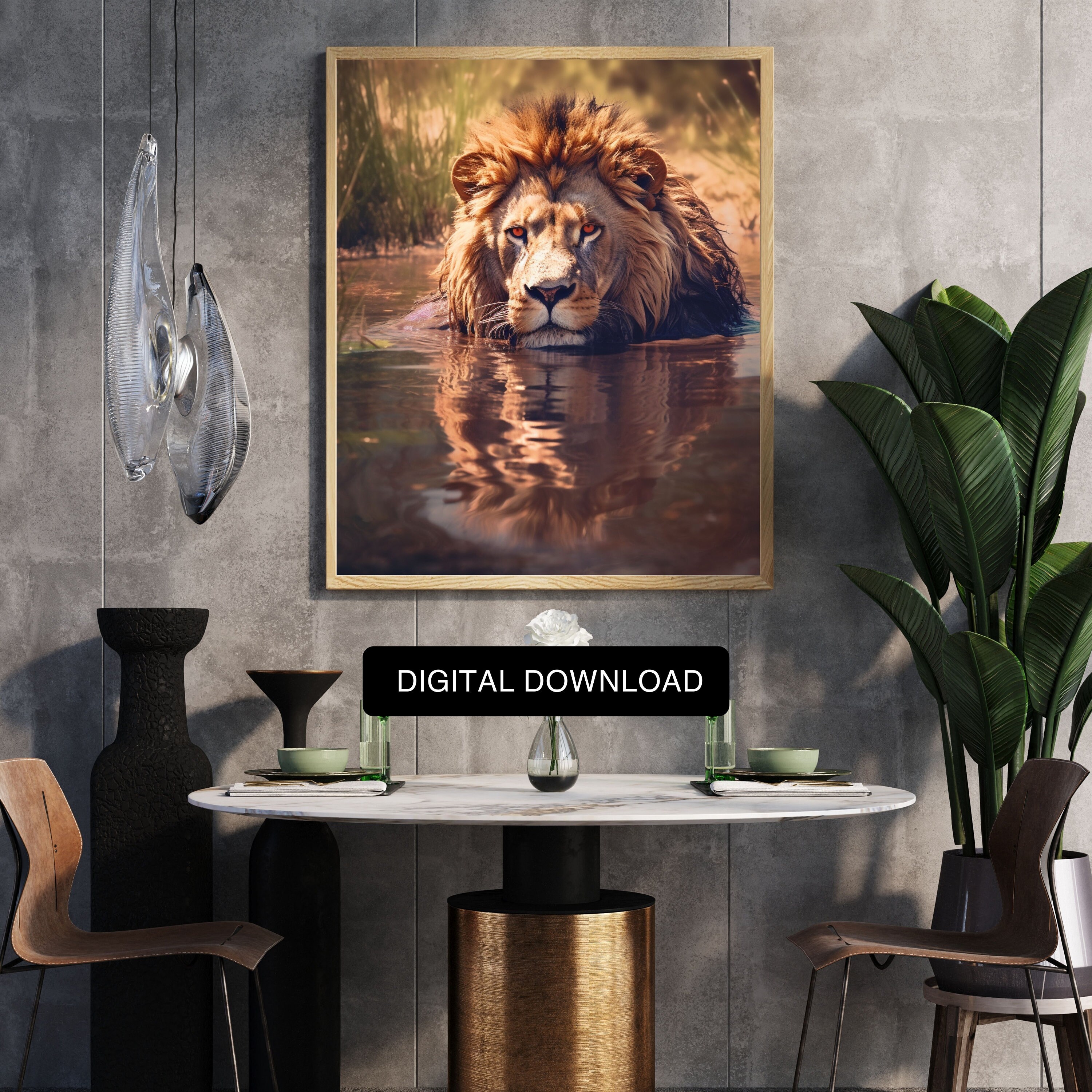 Lion Wall Art Set of 4, Lion Printable, Lion Photography, Lion Poster ...