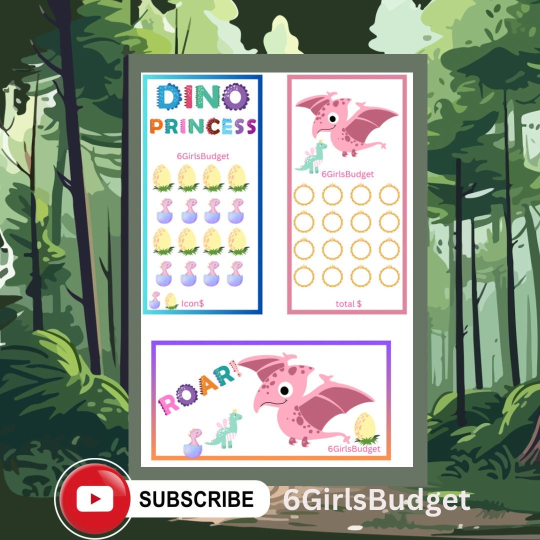 Dino Princess Mini Saving Challenge Cash Stuffing Challenges A6 Size - Etsy