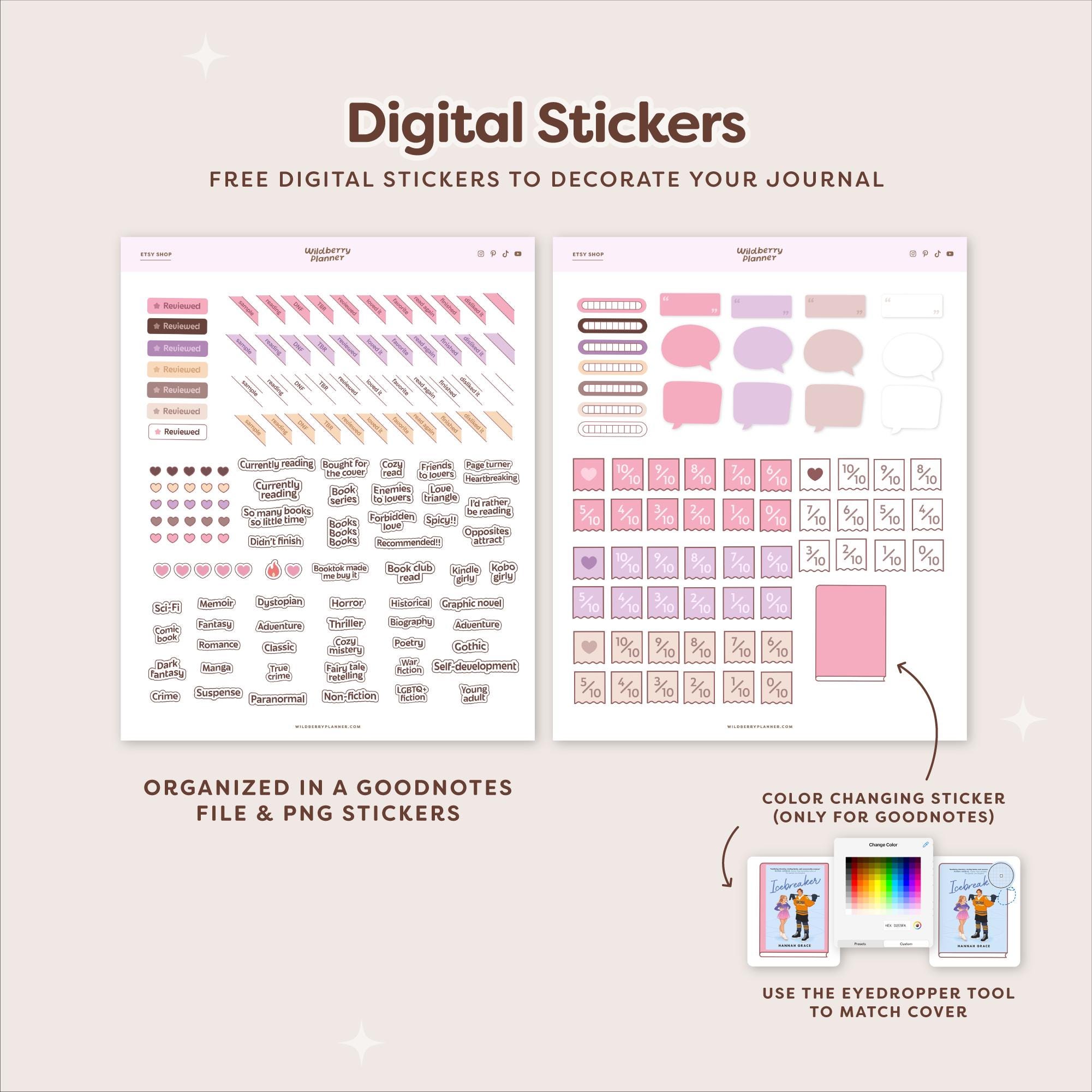 Digital Reading Journal Bundle, Book Review Journal, Reading Log ...
