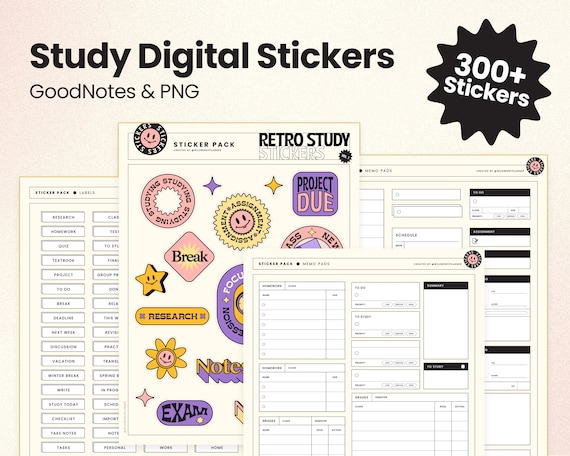 Digital Study Stickers for Notebook and Student Planner - Etsy