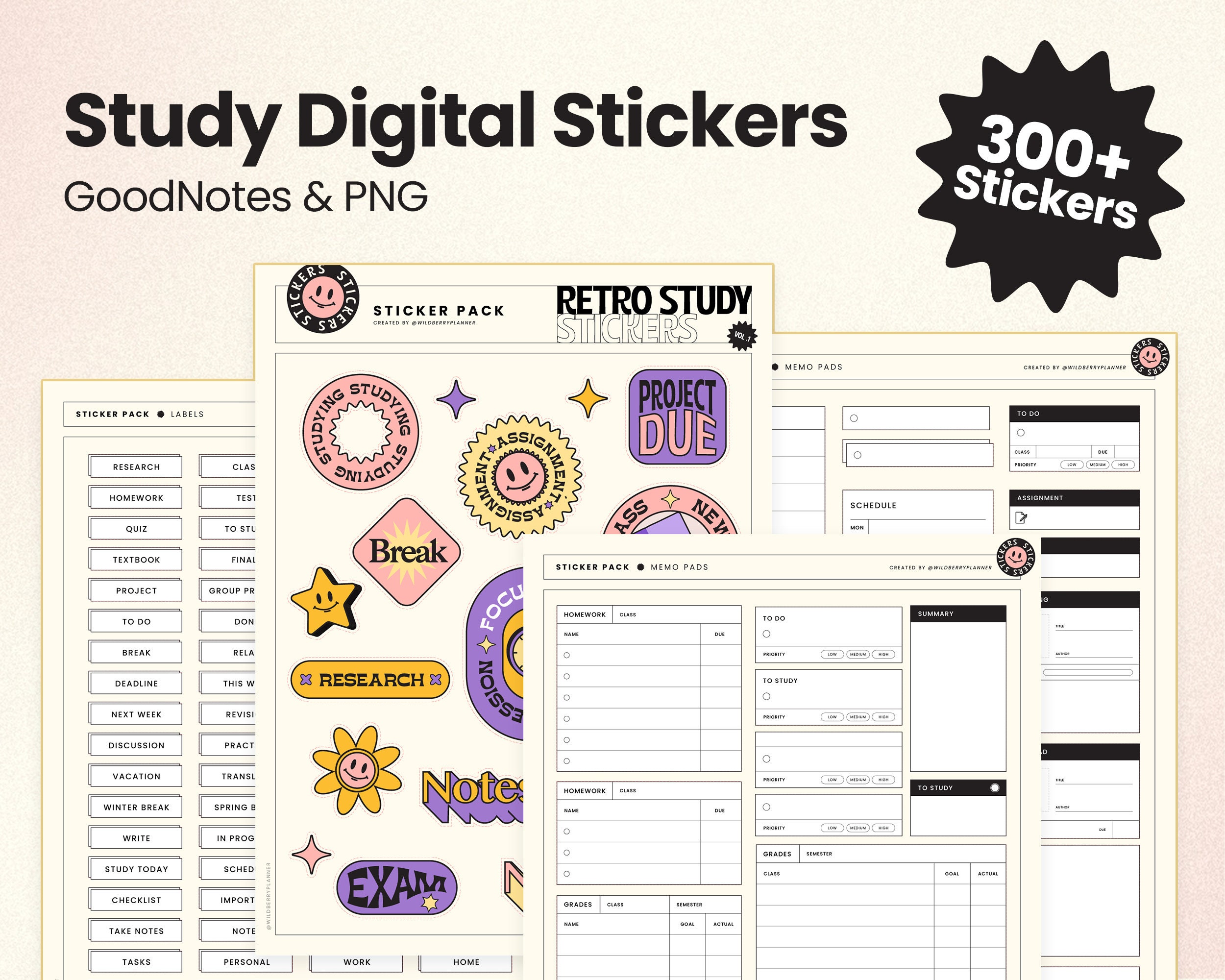 Digital Study Stickers for Notebook and Student Planner - Etsy