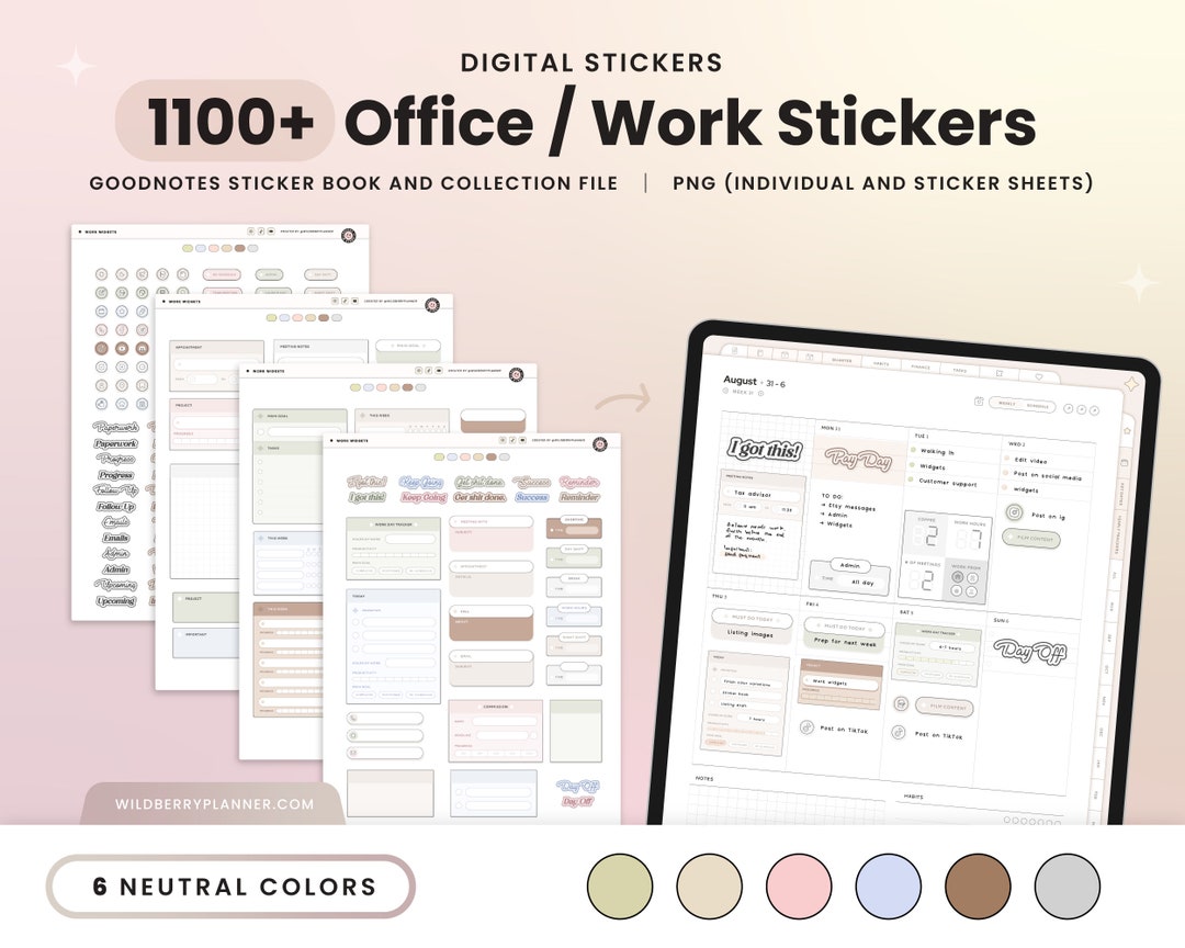 Work Digital Stickers, Neutral Office Professional Stickers, Goodnotes ...