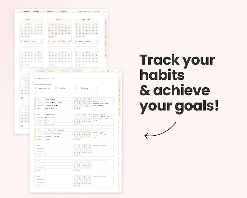 Pastel Language Learning Planner And Notebook To Study And Etsy