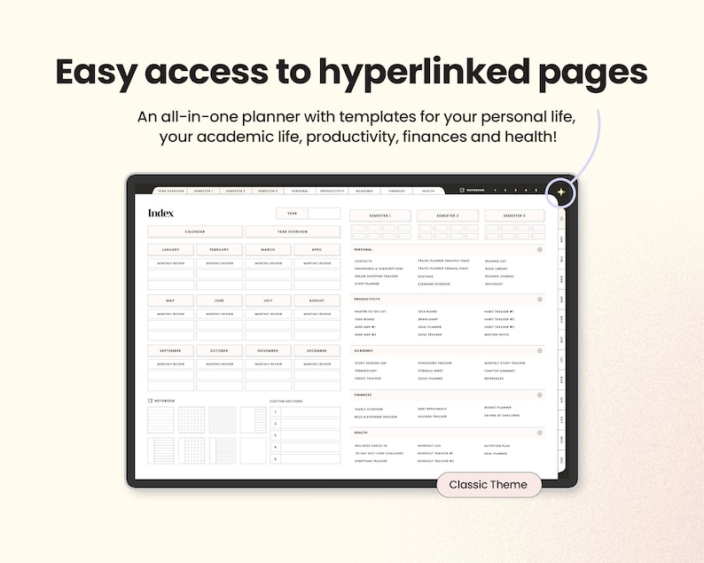 Undated Student Planner Digital Customisable Academic - Etsy