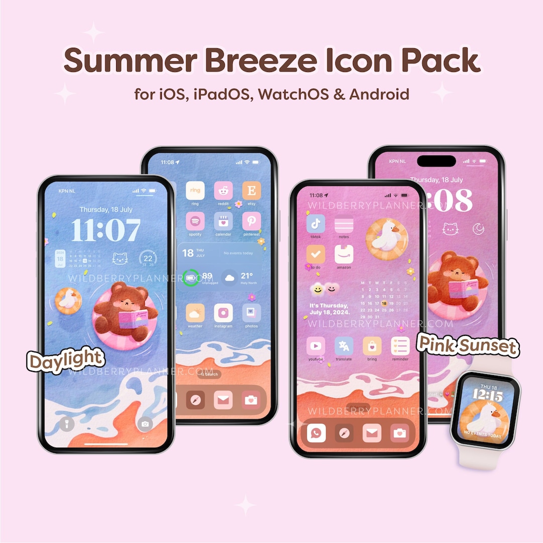 Summer Icon Theme, Bear Icon Pack, Ios Phone, Ipad, Tablet Theme ...