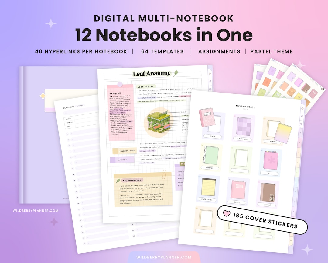 Digital Multi Notebook for Students, 12 Notebooks in One, College ...