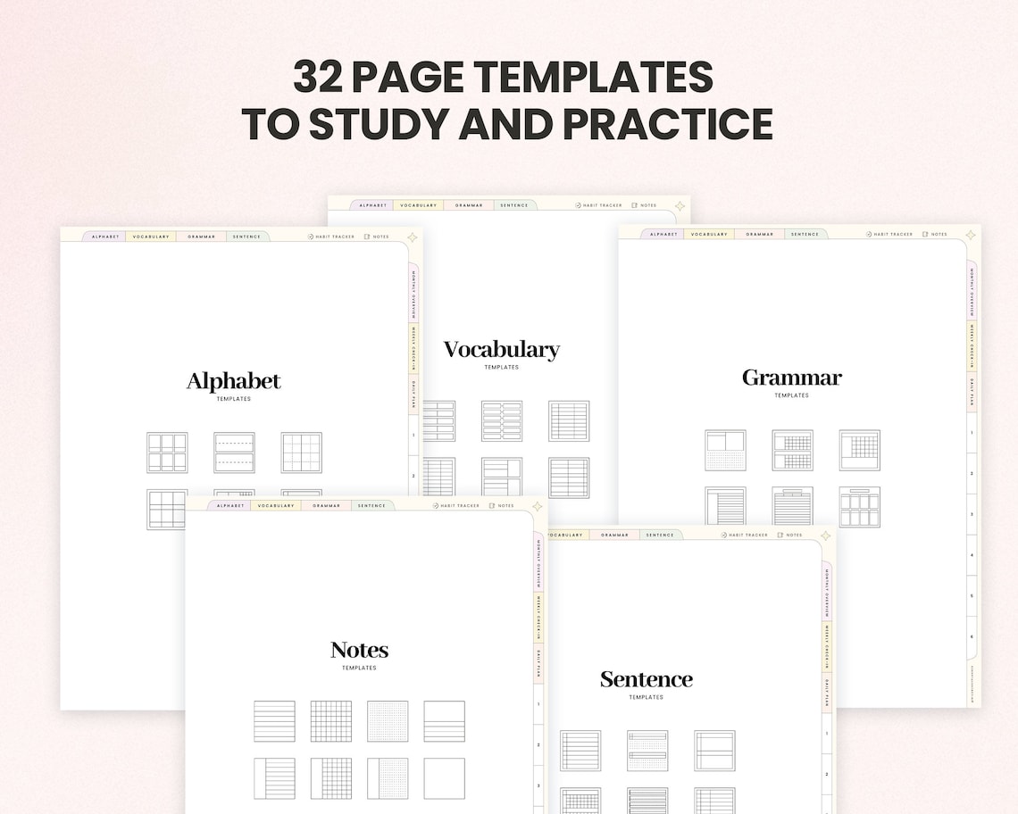 Pastel Language Learning Planner and Notebook to Study and - Etsy