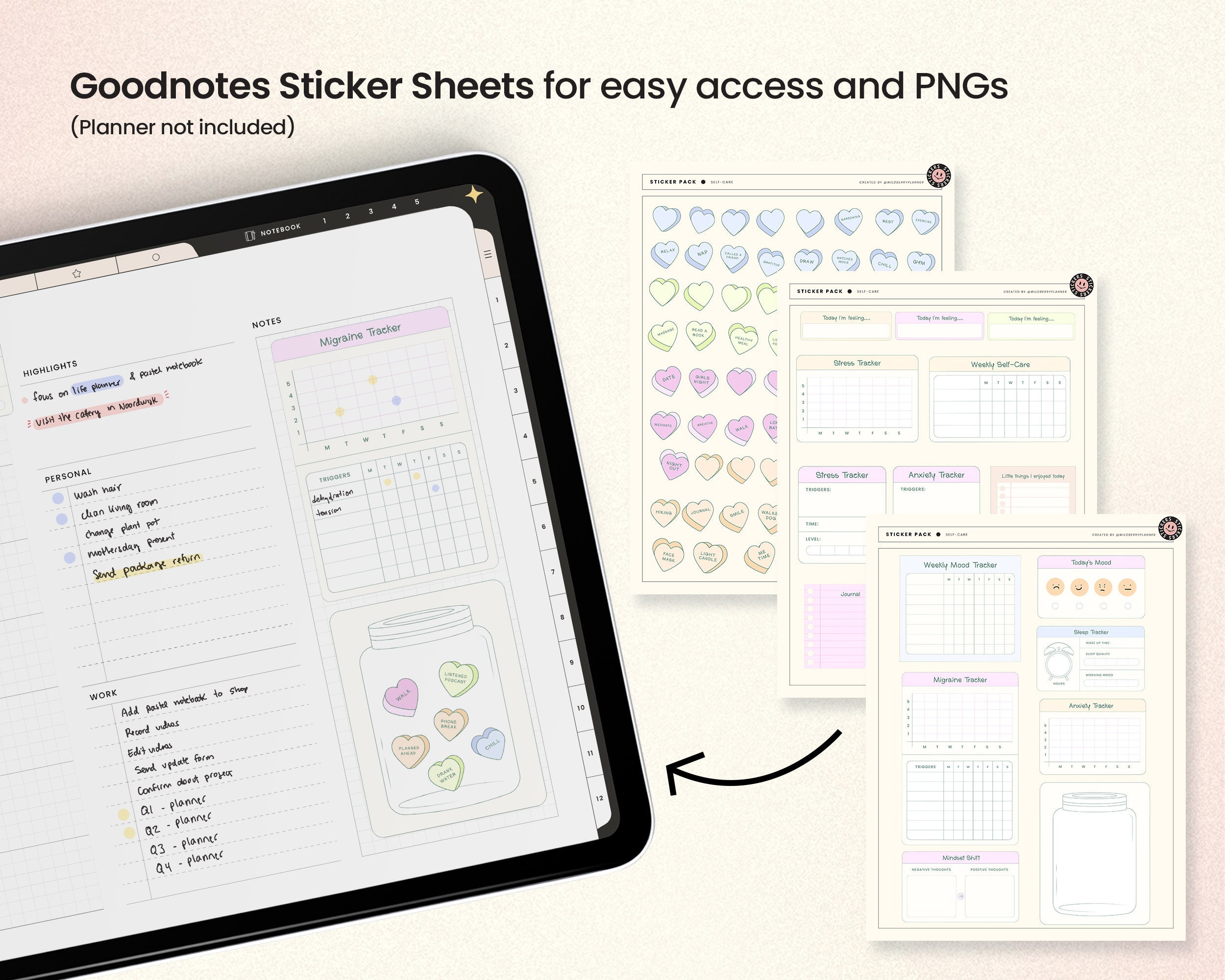 Self-care Widgets Digital Stickers for Goodnotes Wellness - Etsy