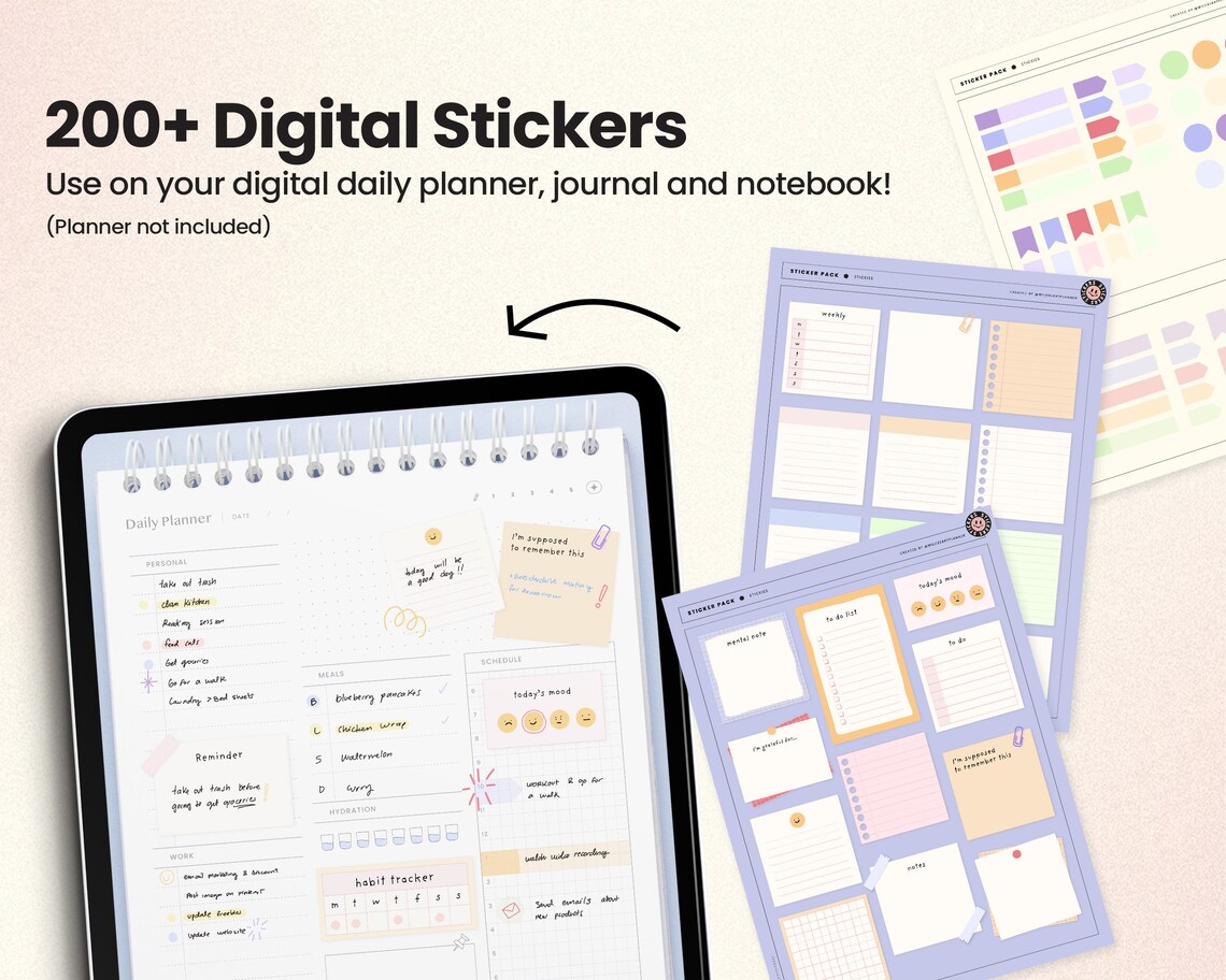 Digital Sticky Notes for Planners Sticker Set and Pngs for - Etsy