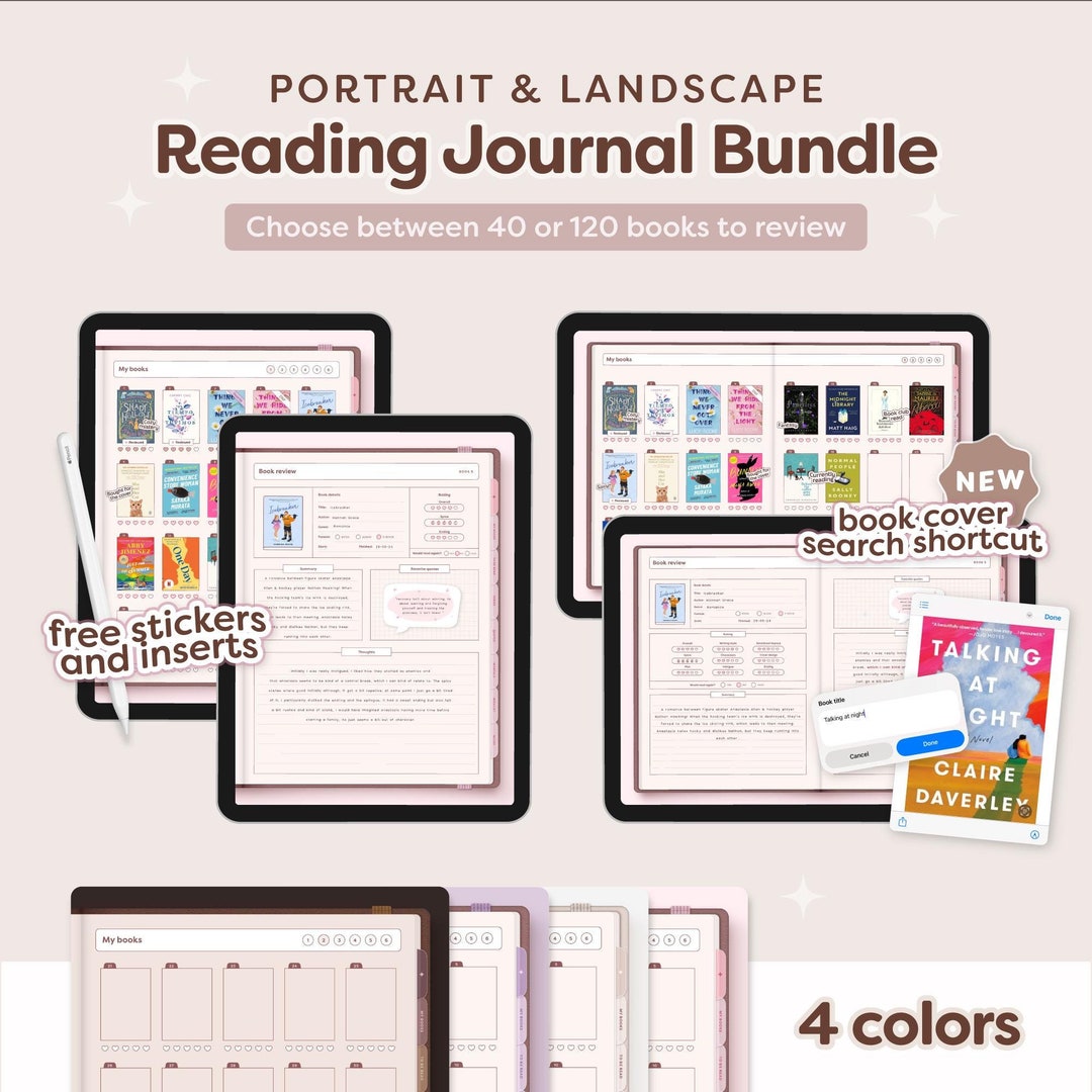 Digital Reading Journal Bundle, Book Review Journal, Reading Log ...