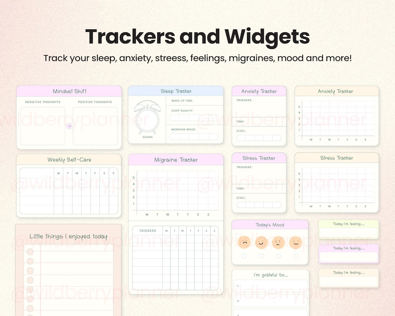 Self-care Widgets Digital Stickers for Goodnotes Wellness - Etsy