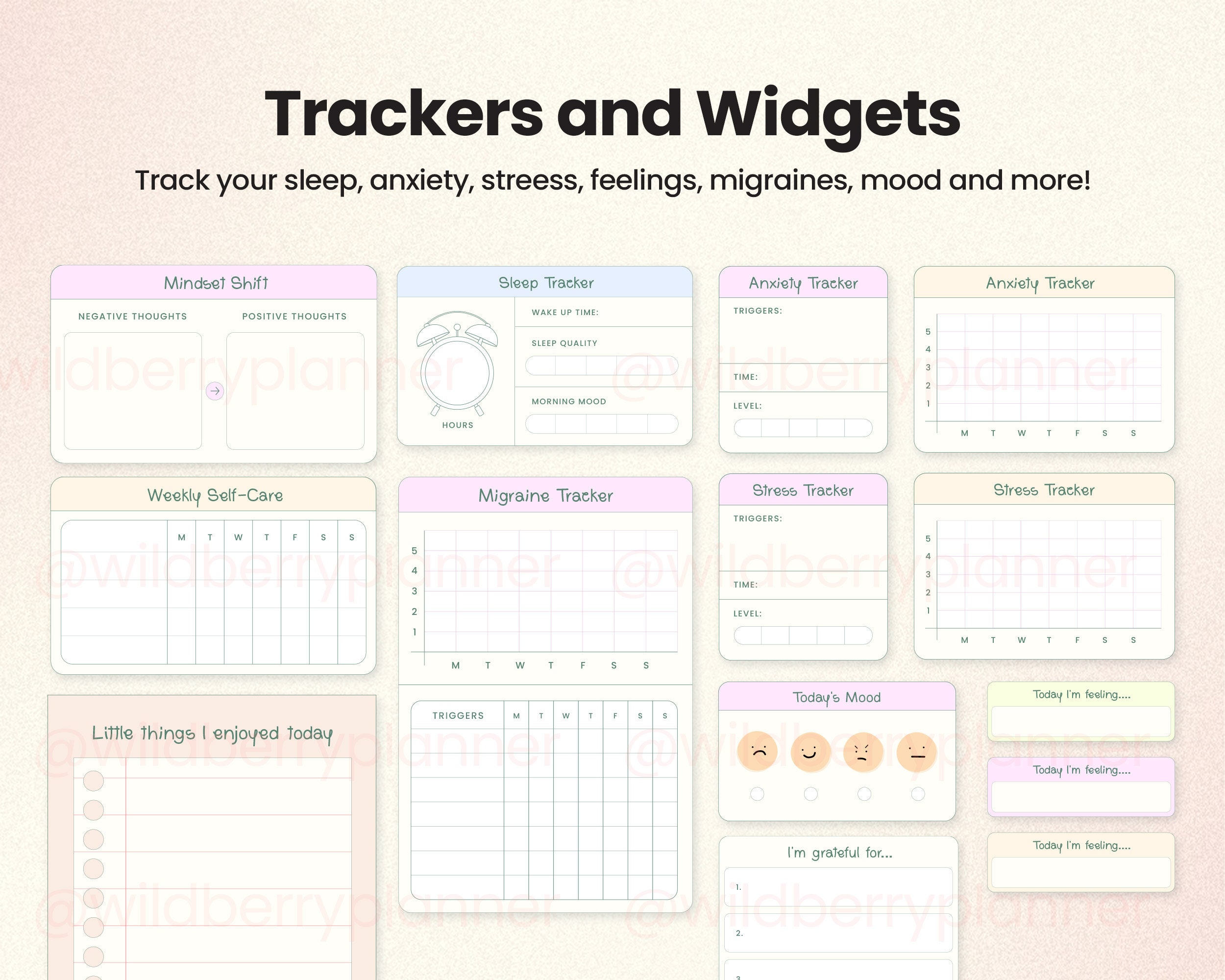 Self-care Widgets Digital Stickers for Goodnotes Wellness - Etsy