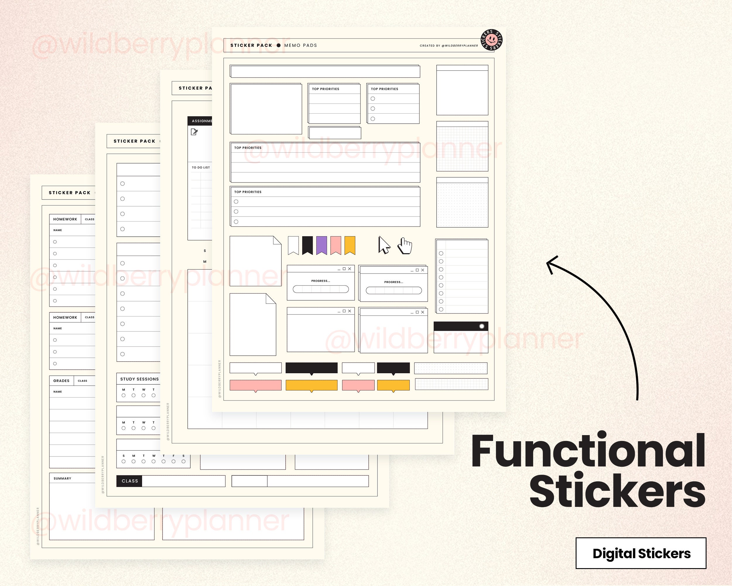 Digital Study Stickers for Notebook and Student Planner - Etsy
