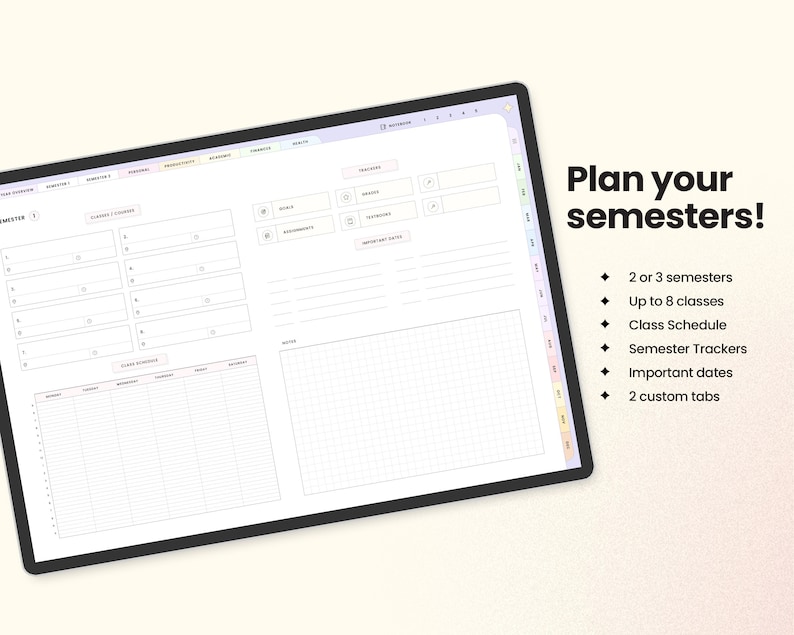 Undated Student Planner Digital Customisable Academic - Etsy