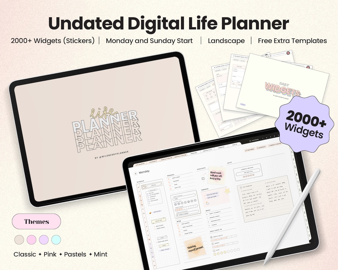 Undated Life Planner Digital, Customisable, iPad Planner Landscape ...