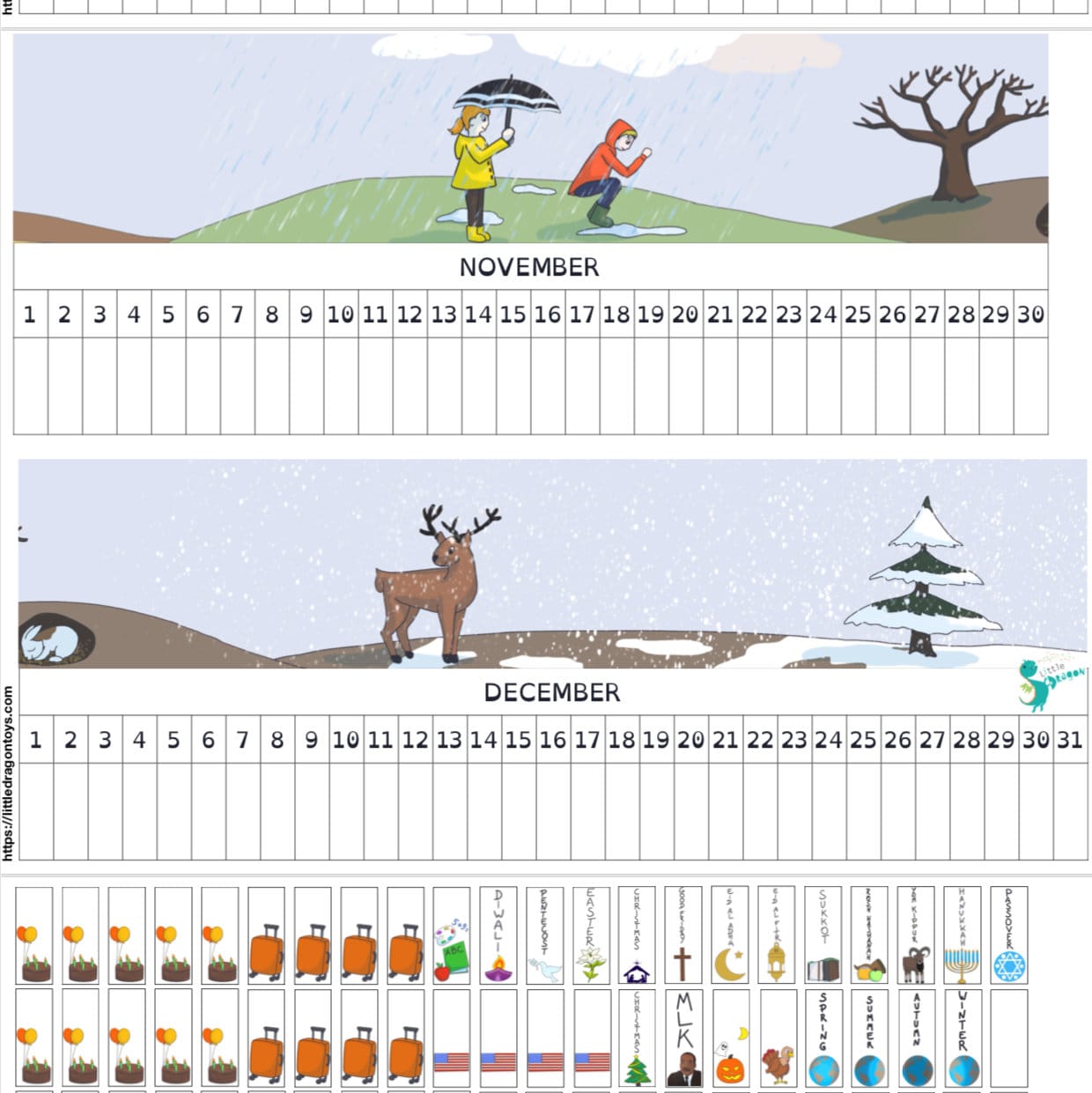 Linear Wall Calendar Printable - Etsy