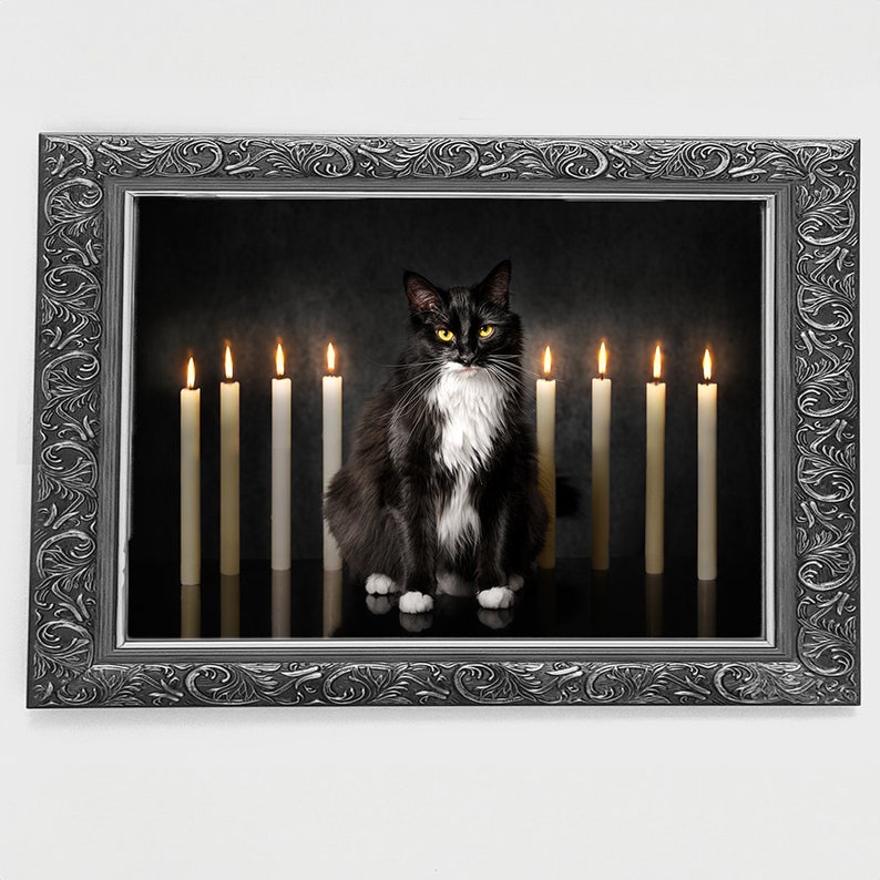 Gothic Black Cat Portrait Gothic Cat Photo Cat Poster Gothic Home Decor ...