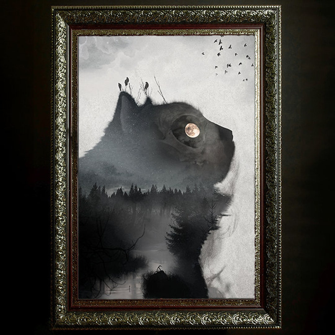 Spooky Cat Silhouette • Gothic Cat Photo• Cat Poster • Gothic Home ...