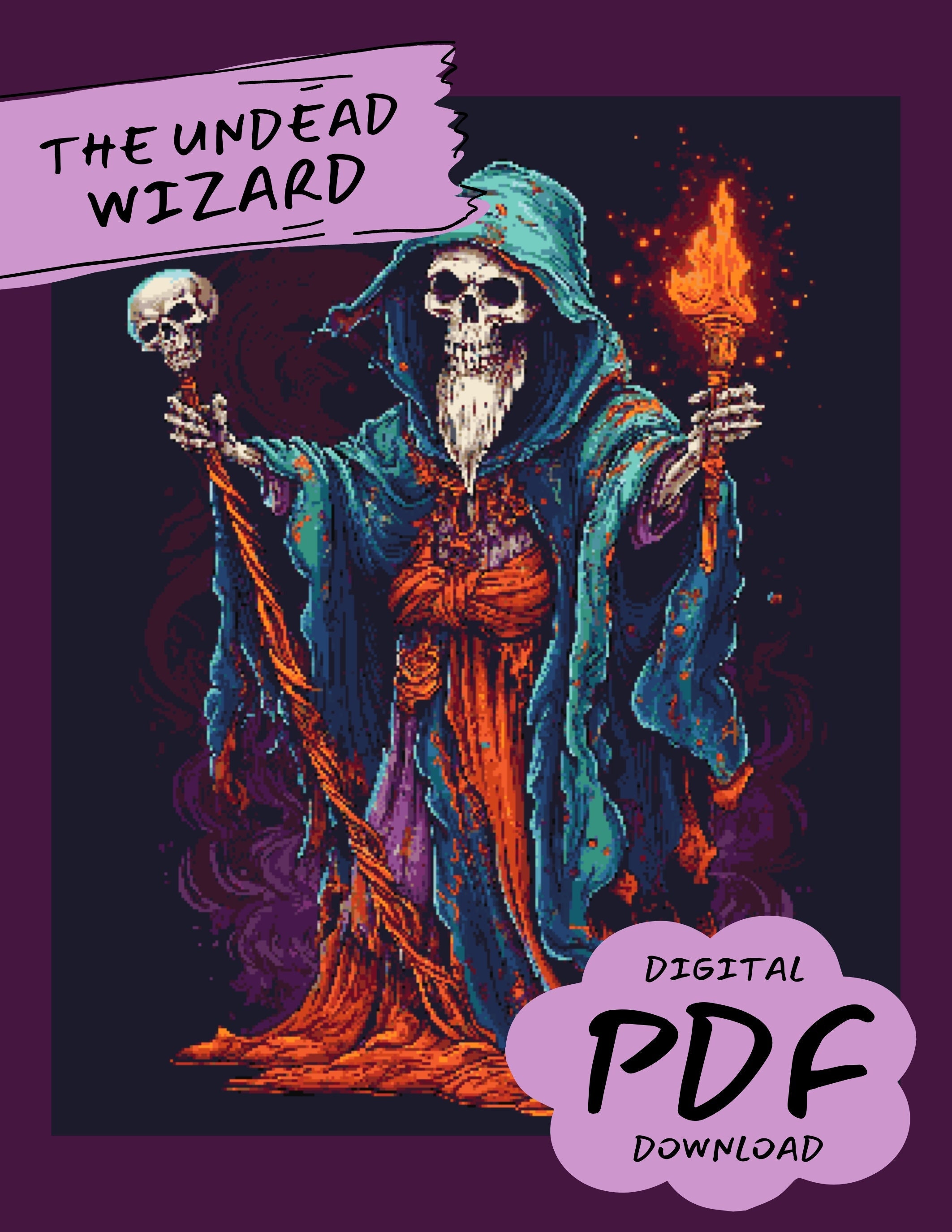 The Undead Wizard Unique Cross Stitch Pattern PDF Digital - Etsy