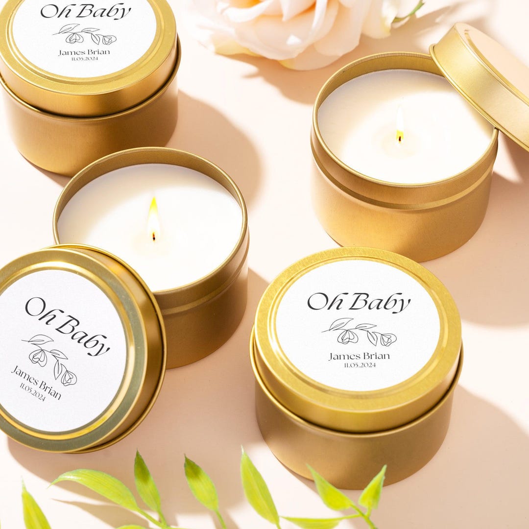 Bulk Favor Candle Oh Baby Clean Serif Guest Gift Minimalist Baby Shower ...