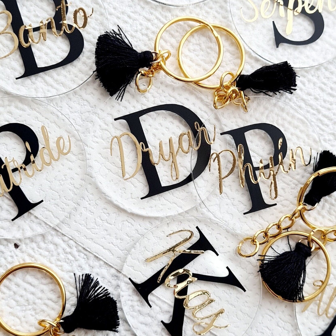 Personalized Key Ring With Initial and First Name Round Acrylic ...