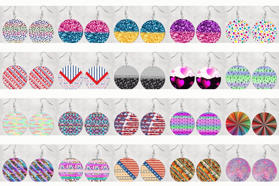 100 Round Earring Sublimation Design Bundle, Earring Bundle, Round ...