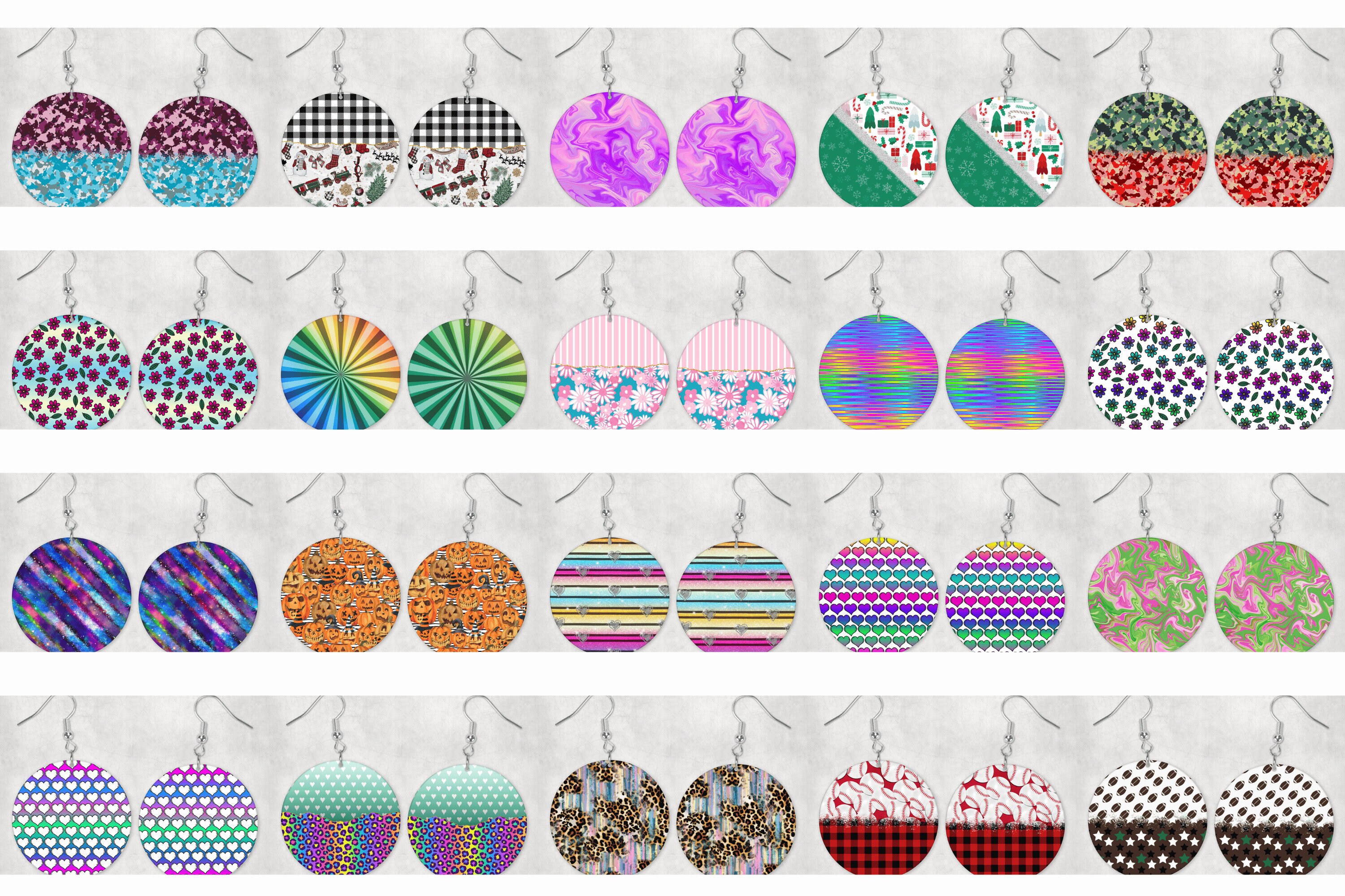 100 Round Earring Sublimation Design Bundle, Earring Bundle, Round ...