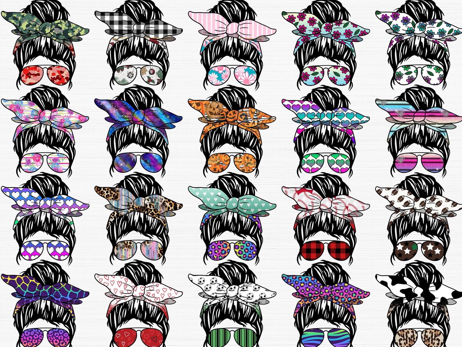 100 Messy Bun Sublimation Design Bundle, Messy Bun Bundle, Messy Bun ...