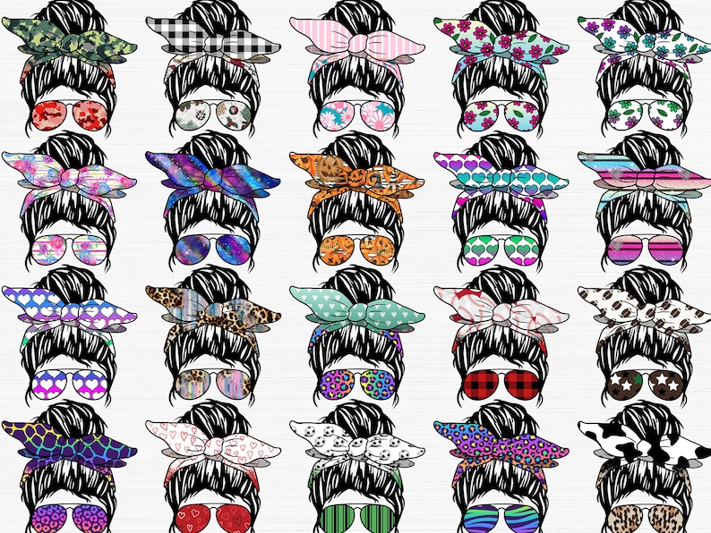 100 Messy Bun Sublimation Design Bundle Messy Bun Bundle Etsy