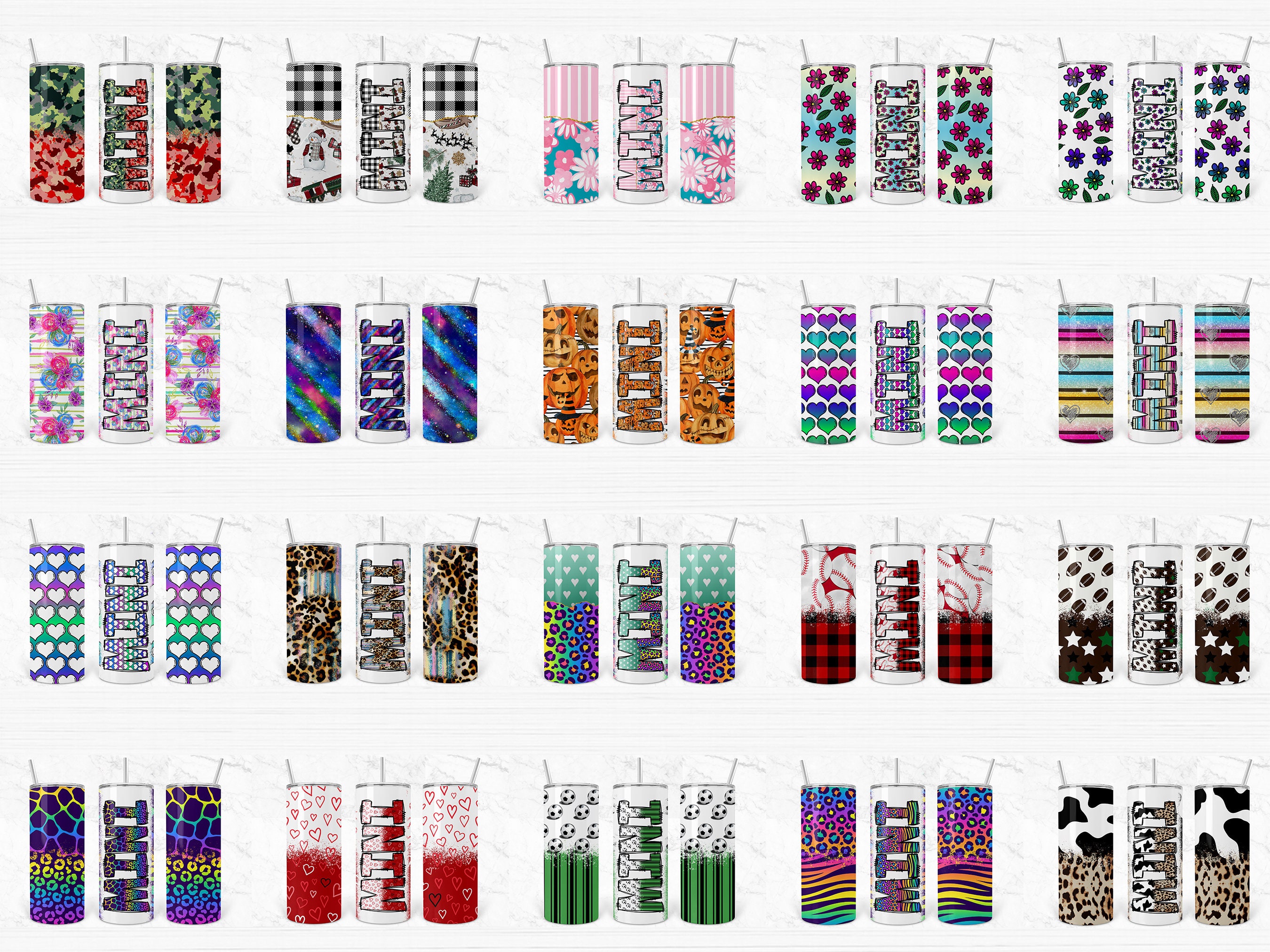 100 15oz Skinny Mini Sublimation Design Bundle, 15oz Skinny Tumbler ...