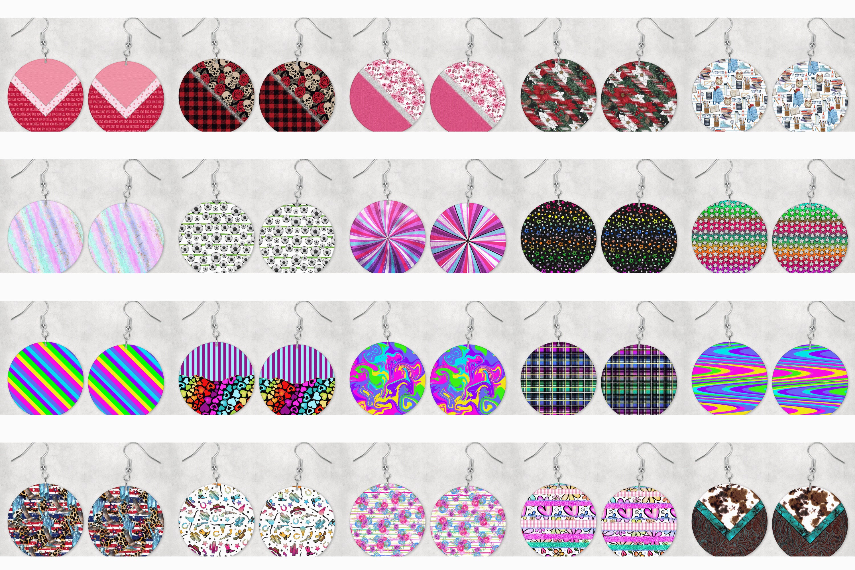 100 Round Earring Sublimation Design Bundle, Earring Bundle, Round ...
