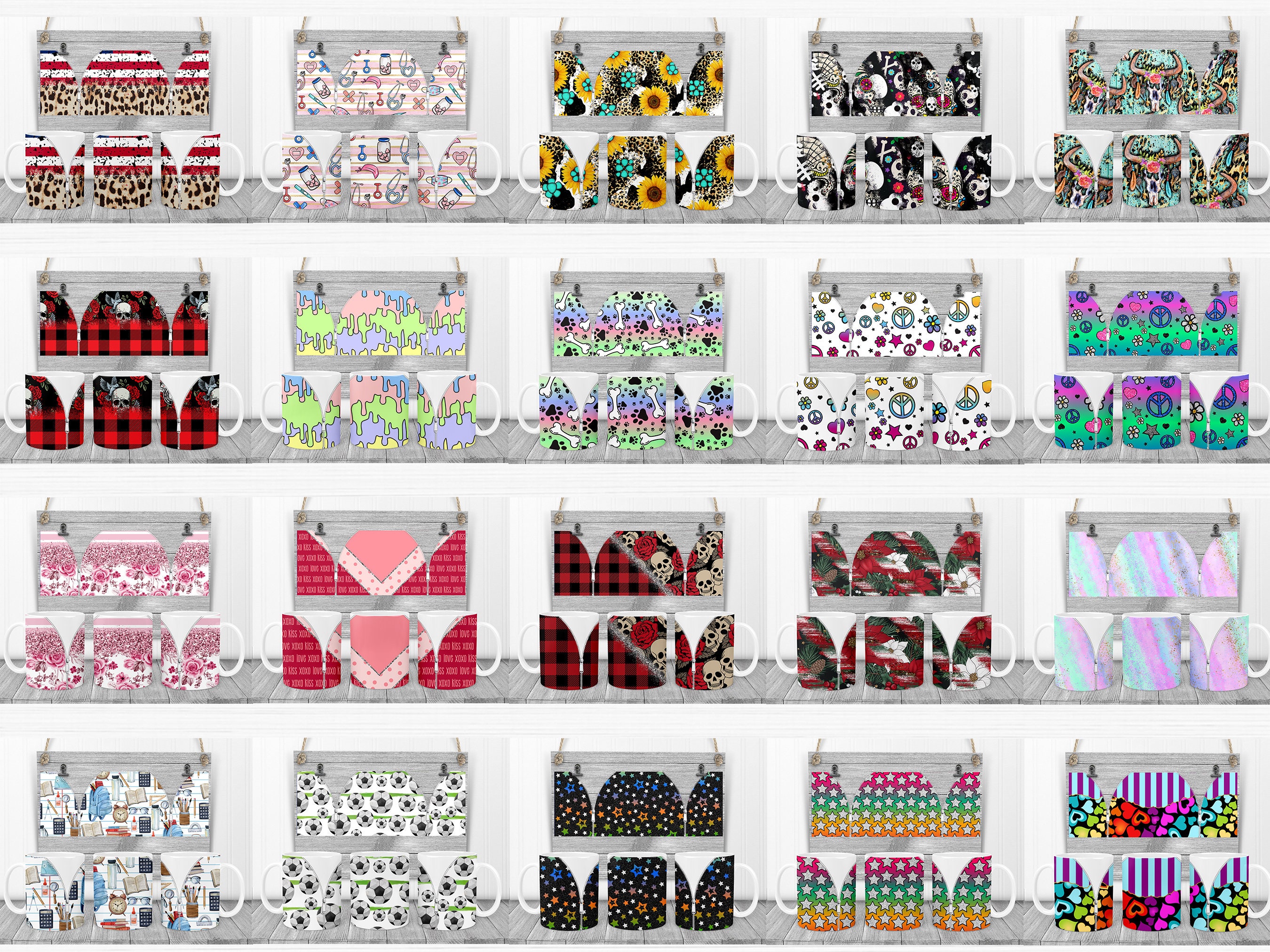 100 11oz Zip Mug Sublimation Design Bundle, 11oz Coffee Mug Bundle ...