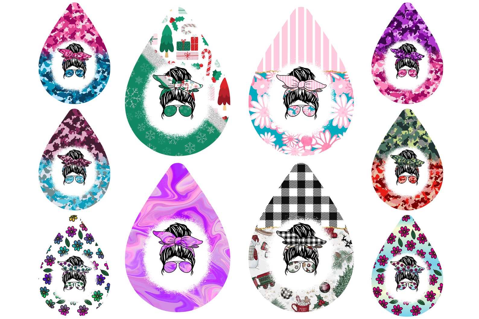 100 Tear Drop Earring Sublimation Design Bundle, Earring Bundle, Tear ...