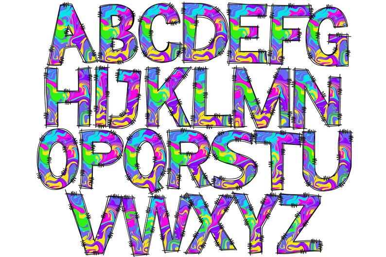 Doodle Letters PNG, Alphabet Letters, Doodle Alpha Png, Sublimation ...