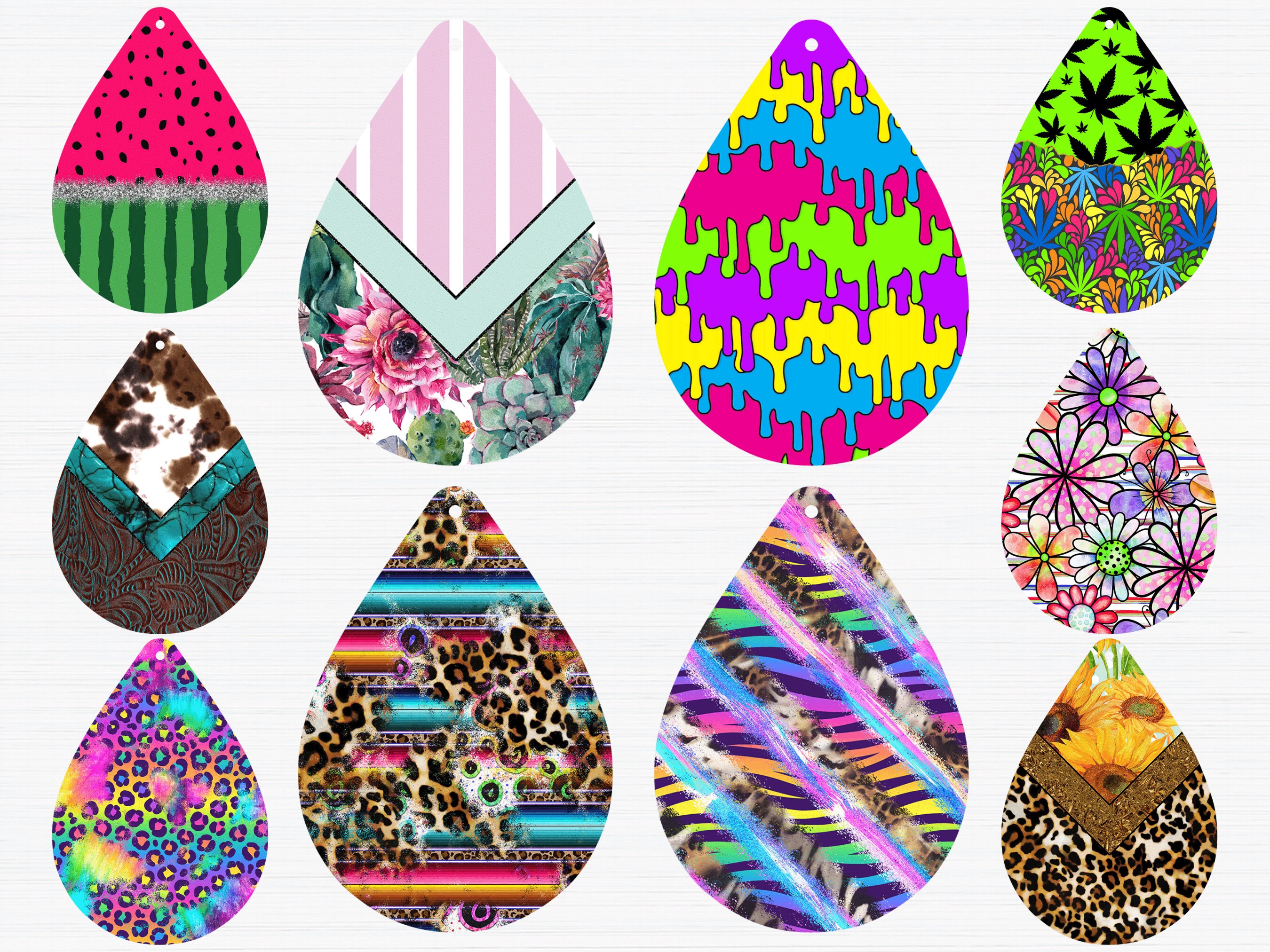 100 Tear Drop Earring Sublimation Design Bundle, Earring Bundle, Tear ...