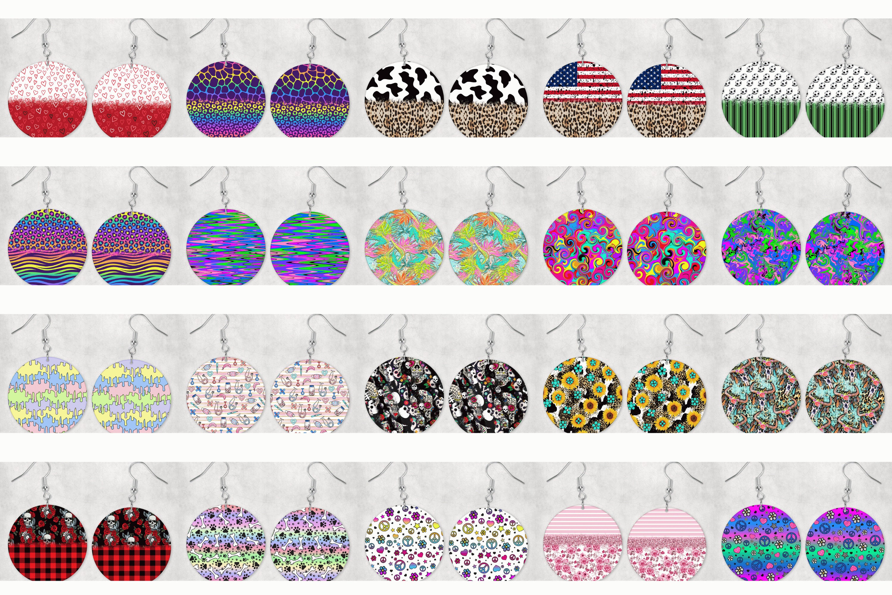 100 Round Earring Sublimation Design Bundle, Earring Bundle, Round ...