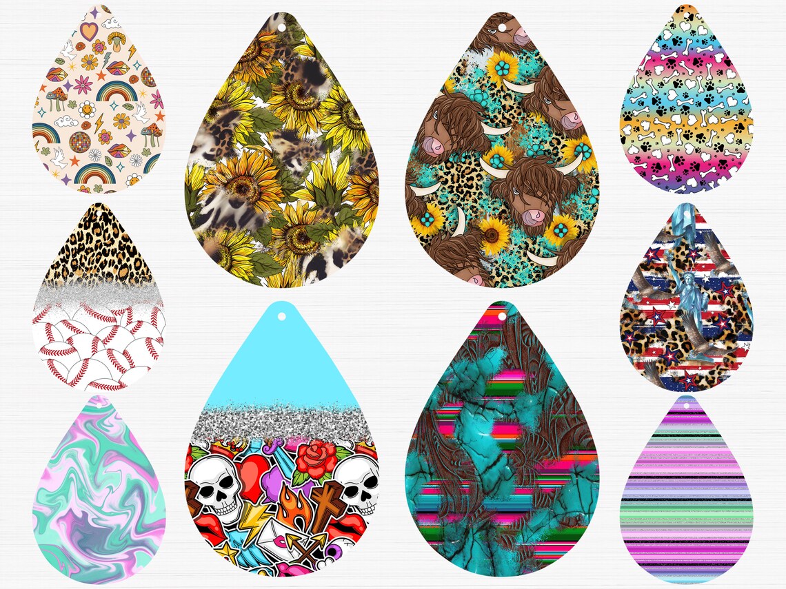 100 Tear Drop Earring Sublimation Design Bundle Earring - Etsy