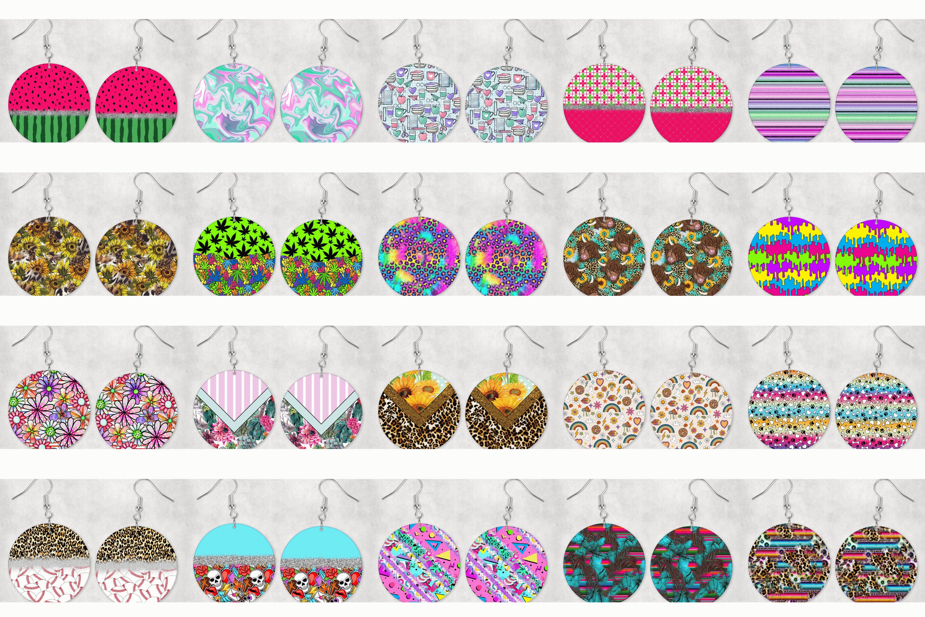 100 Round Earring Sublimation Design Bundle, Earring Bundle, Round Sublimation Earring Designs ...